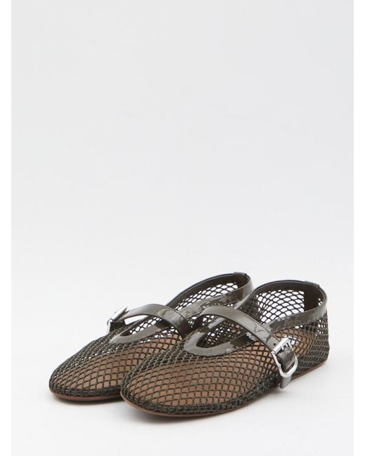 Alaïa Mesh Flat Ballerinas in White | Lyst UK