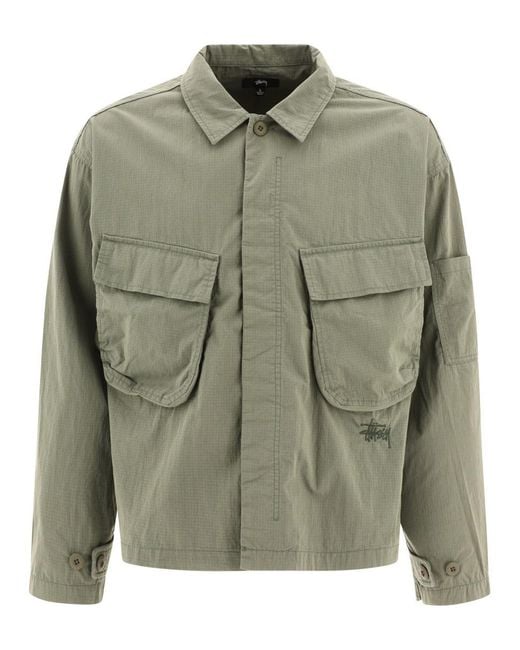 Stussy "Military" Overshirt Jacket in Green for Men | Lyst