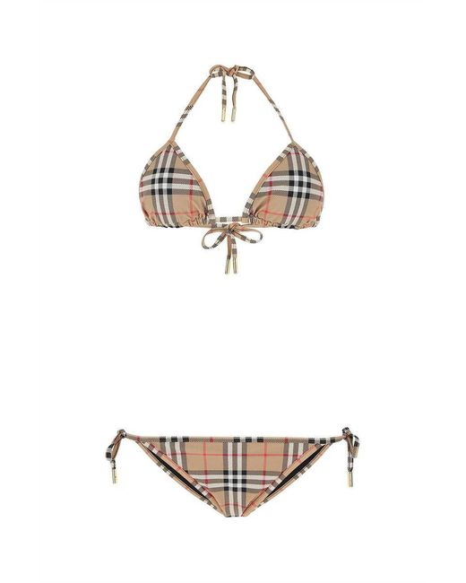 Burberry Check Motif Bikini Set in Metallic | Lyst