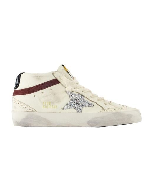 Golden Goose Mid Star Sneakers in Natural | Lyst UK