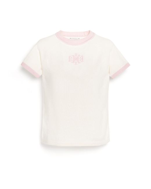 Barrie Cashmere Top With B Logo in White | Lyst
