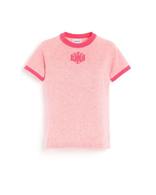 Barrie Mottled Cashmere Top With B Logo in Pink | Lyst