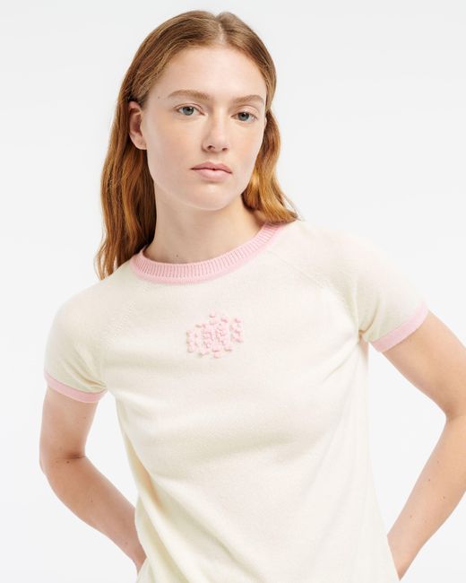 Barrie Cashmere Top With B Logo in White | Lyst