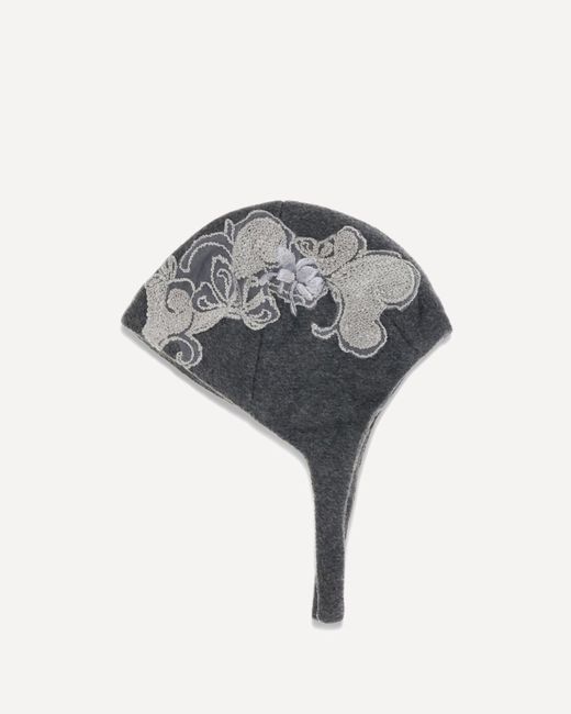 Hui Milano Embroidered Hat in Grey | Lyst UK