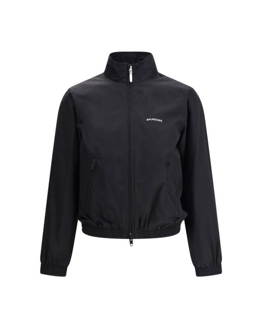 Balenciaga Logoed Jacket in Blue | Lyst