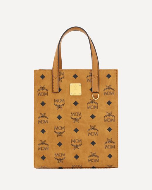 MCM Aren Mini Tote Handbag in Natural | Lyst
