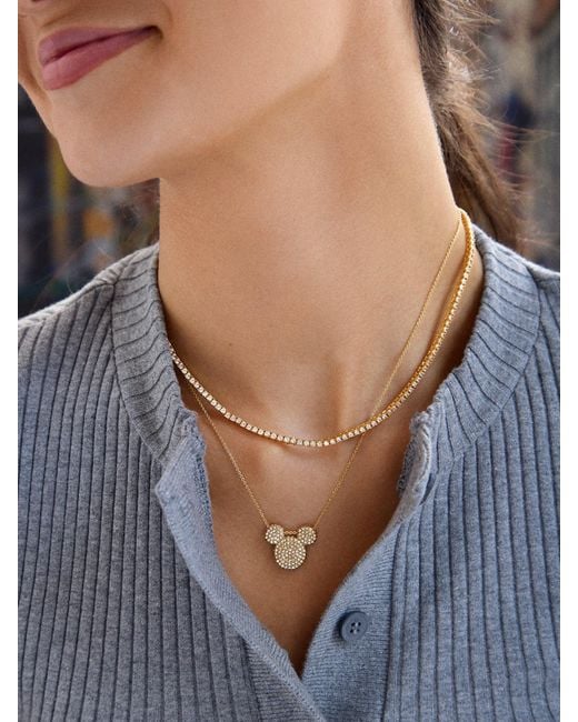 BaubleBar Mickey Mouse Disney Pavé Pendant Necklace in White | Lyst