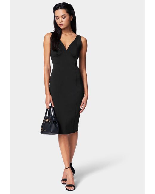 Bebe Synthetic Low Back Midi Dress In Black Lyst Uk