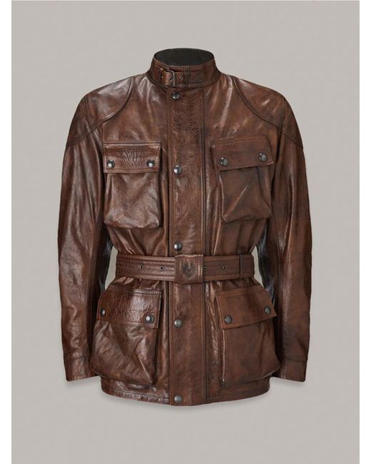 Belstaff Trialmaster Motorcycle Jacket in Brown for Men | Lyst