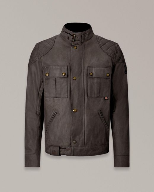 Belstaff Brooklands Motorcycle Jacket in Grey for Men | Lyst UK