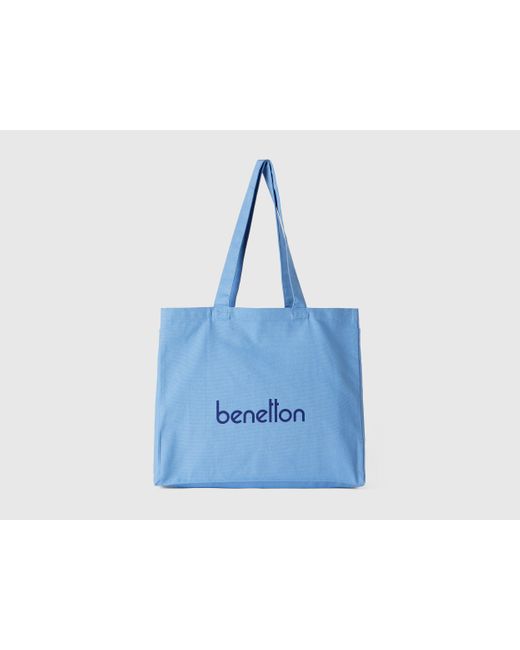 Benetton Light Blue Tote Bag In Pure Cotton | Lyst UK