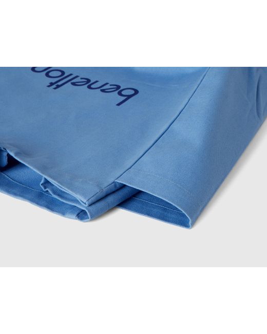 Benetton Light Blue Tote Bag In Pure Cotton | Lyst UK