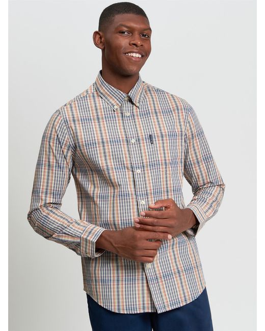 Ben Sherman Long Sleeve Multicolour Check In Fog in Blue for Men | Lyst UK