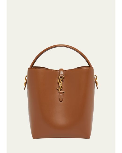 Saint Laurent Le 37 Ysl Bucket Bag In Smooth Leather in Brown | Lyst