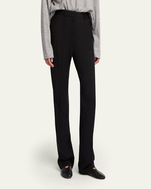 The Row Hiram Straight-Leg Wool Pants in Black | Lyst