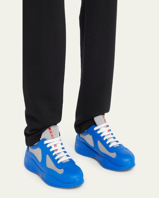 Prada Americas Cup Rubber Trainer Sneakers in Blue for Men | Lyst