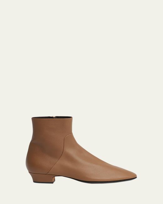 The Row Anwar Leather Ankle Booties in Brown | Lyst