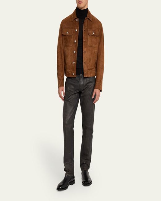 Ralph Lauren Luxe Suede Trucker Jacket in Brown for Men | Lyst