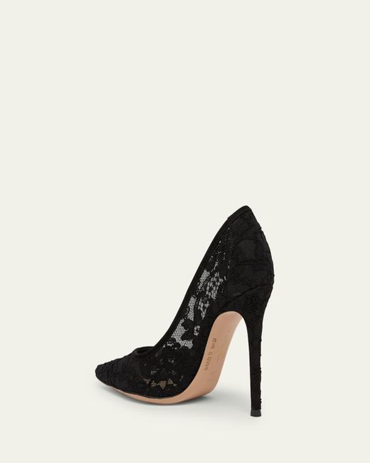 Gianvito Rossi Floral Lace Stiletto Pumps in Black | Lyst