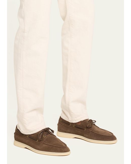 Loro Piana Sea-sail Walk Suede Boat Shoes in Natural for Men | Lyst