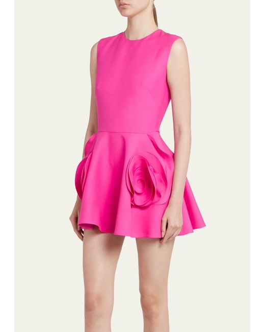 Valentino Garavani Crepe Couture Fit And Flare Mini Dress With Rosette