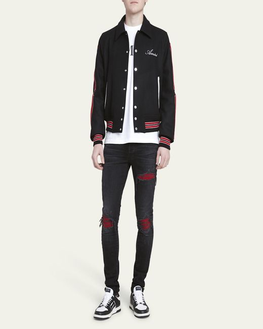 Amiri Chenille Bones Varsity Jacket in Blue for Men | Lyst