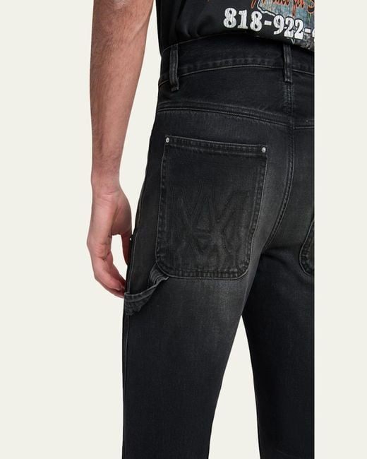 Amiri Ma Quad Suede Panel Carpenter Jeans in Black for Men | Lyst