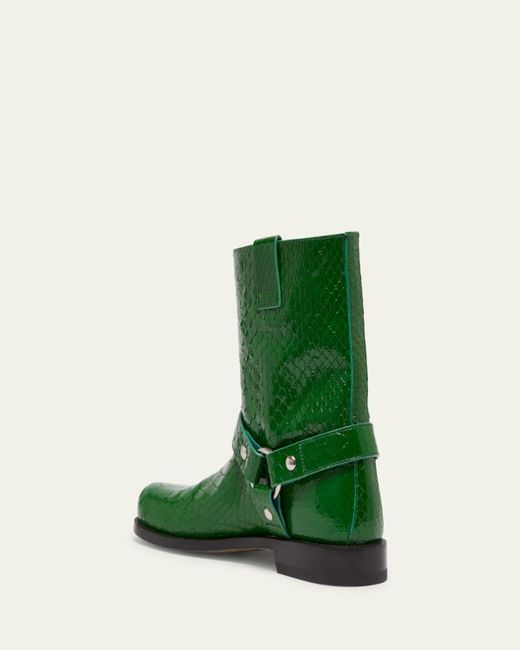 Loewe Campo Python Harness Biker Booties in Green | Lyst