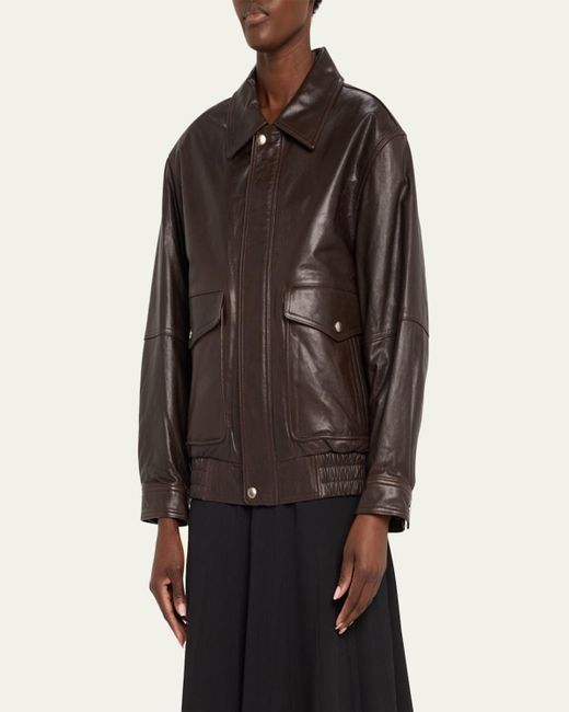 DUNST Vintage-Inspired Blouson Leather Jacket in Brown | Lyst