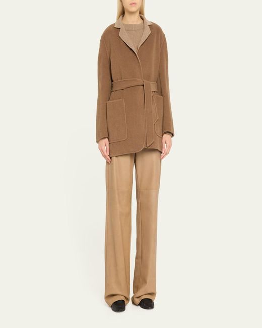 Max Mara Mirko Reversible Wrap Coat in Brown | Lyst