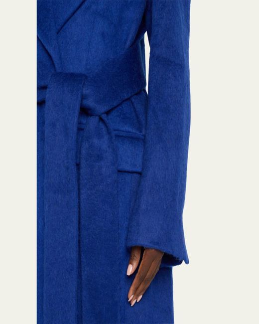 Only Child Easington Belted Mohair Wool Coat in Blue | Lyst