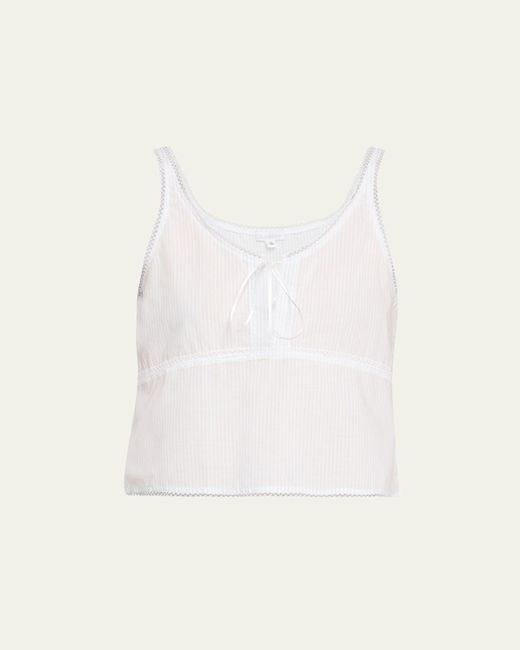 Andine Lulu Striped Lace-Trim Crop Tank in Natural | Lyst