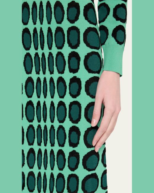 Christopher John Rogers Wiggle Dot Jacquard Midi Tank Dress in Green | Lyst
