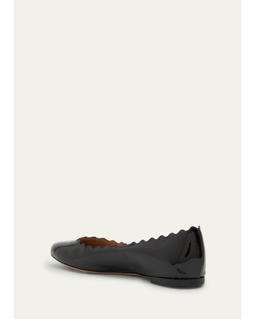 Chloé Lauren Scalloped Patent Leather Ballet Flats in White | Lyst Chloé Lauren Scalloped Patent Leather Ballet Flats in White | Lyst