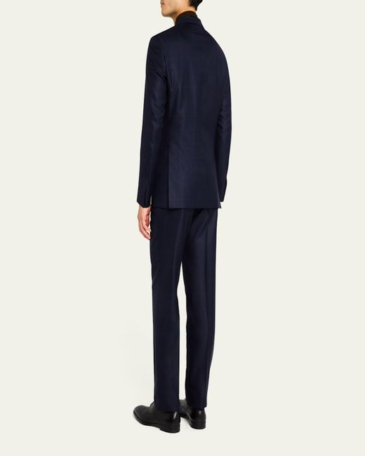 Brioni Wool Windowpane Suit in Blue for Men | Lyst