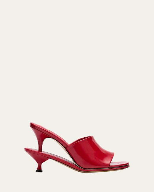 Jacquemus Glossy Leather Dual-Heel Mules in Red | Lyst