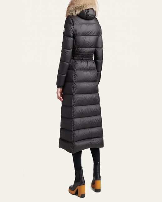 Moncler Fudson Long Puffer Coat in Black | Lyst