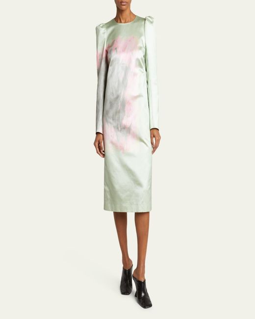 Dries Van Noten Duffy Paint Stroke Print Sheath Dress in White | Lyst