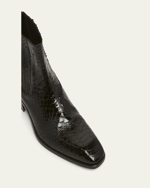Tom Ford Kenneth Python-Effect Patent Chelsea Boots in Black for Men | Lyst