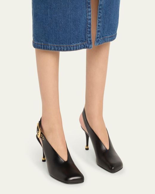 Chloé Andrea Leather Slingback Pumps in Natural | Lyst