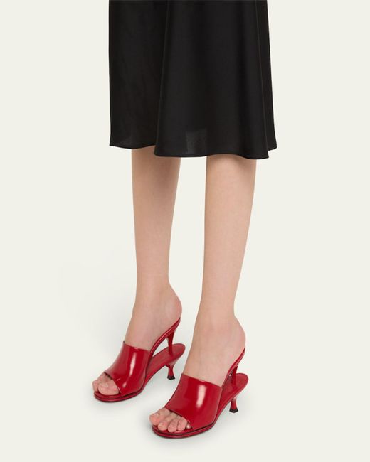 Jacquemus Glossy Leather Dual-Heel Mules in Red | Lyst