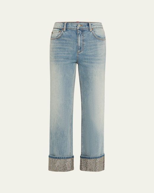 Alice + Olivia Weezy Embellished-Cuff Jeans in Blue | Lyst