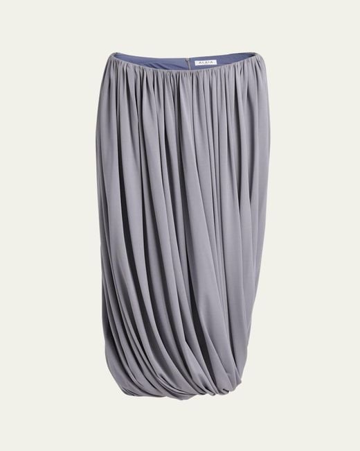 Alaïa Soft Jersey Twisted Draped Skirt in Blue | Lyst