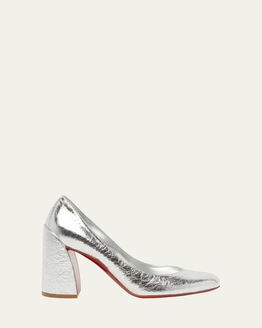 Christian Louboutin Miss Sabina Metallic Sole Pumps in White | Lyst