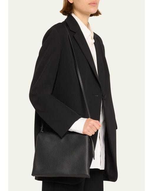 The Row Nu Twin Crossbody Bag In Grained Calfskin in Black | Lyst