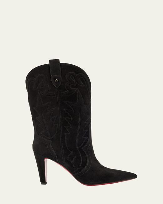 Christian Louboutin 85Mm Santia Suede Booties in Black | Lyst