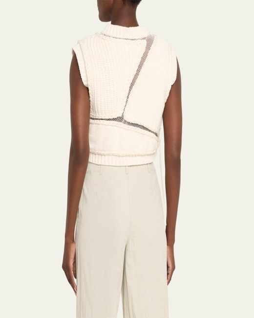 AISLING CAMPS Tortoise Mesh Cropped Vest in Natural | Lyst