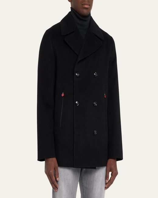 Kiton Classic Wool-Cashmere Pea Coat in Blue for Men | Lyst