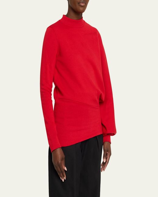 A.W.A.K.E. MODE Slouched Asymmetric-Sleeve Top in Red | Lyst