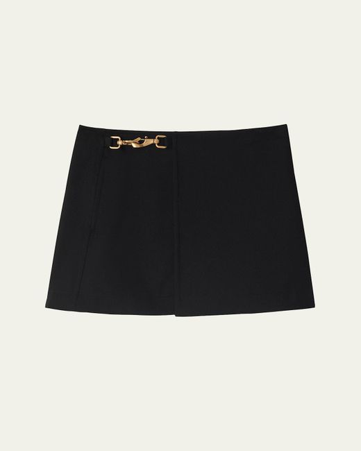 Burberry Mini Wool Skirt With Horse Clip in Black | Lyst